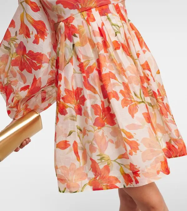 Zimmermann Trancquillity Floral Linen And Silk Mini Dress
