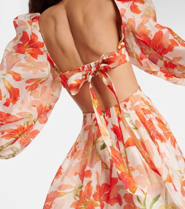 Zimmermann Trancquillity Floral Linen And Silk Mini Dress
