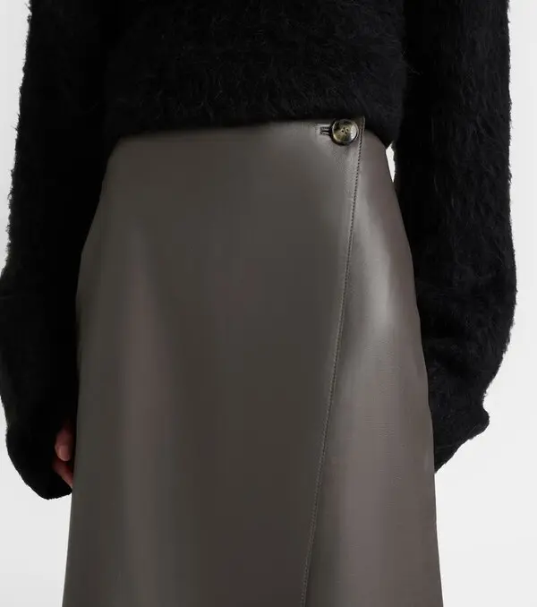 YVES SALOMON Leather Midi Skirt