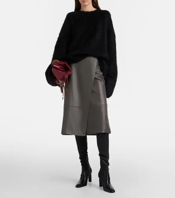 YVES SALOMON Leather Midi Skirt