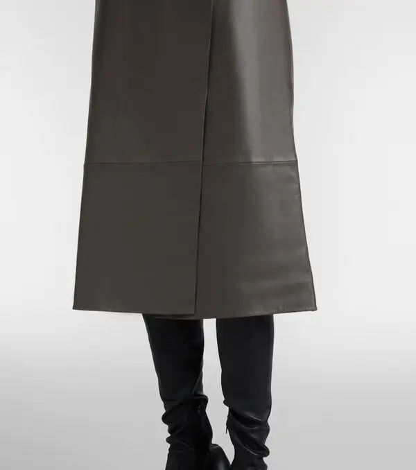 YVES SALOMON Leather Midi Skirt
