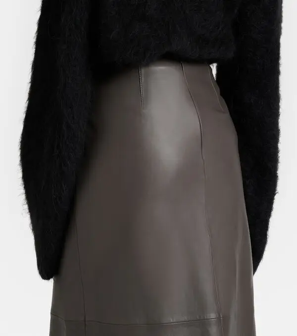 YVES SALOMON Leather Midi Skirt