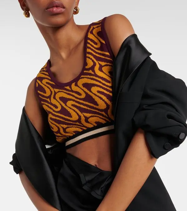 Dries Van Noten Jacquard Knit Crop Top