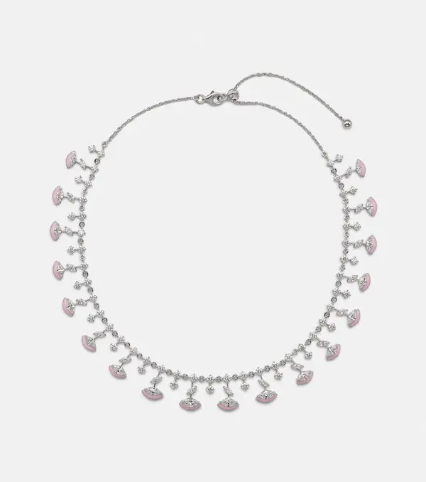 KAMYEN The Eye 18kt White Gold And Enamel Choker With Diamonds - Silver