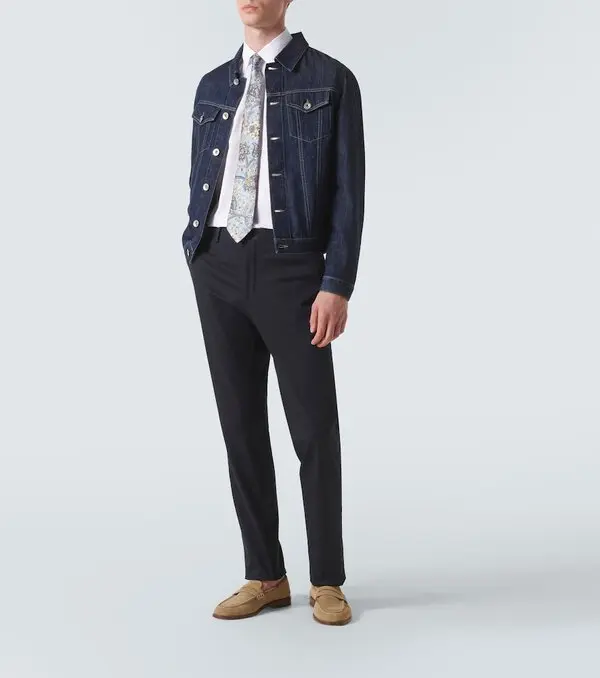 Etro Floral Cotton Jacquard Chinos
