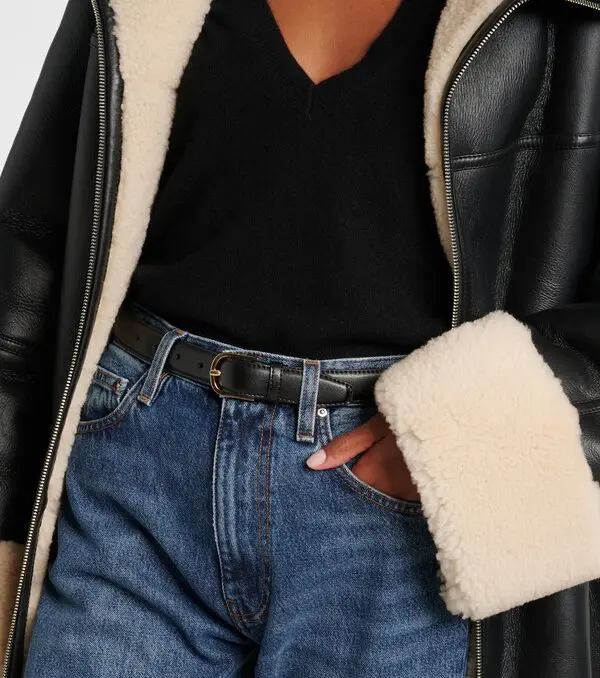 TOTEME Leather Belt With Gold-tone Hardware