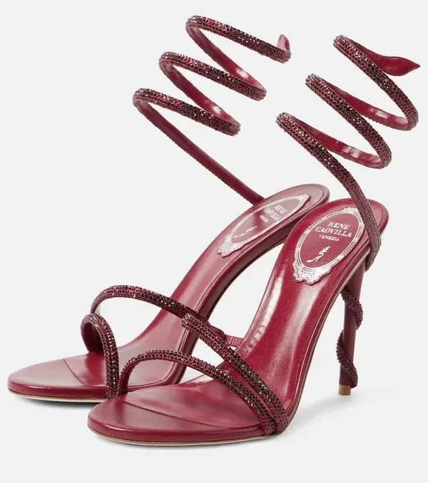 Rene Caovilla Margot Embellished Sandals - Burgundy