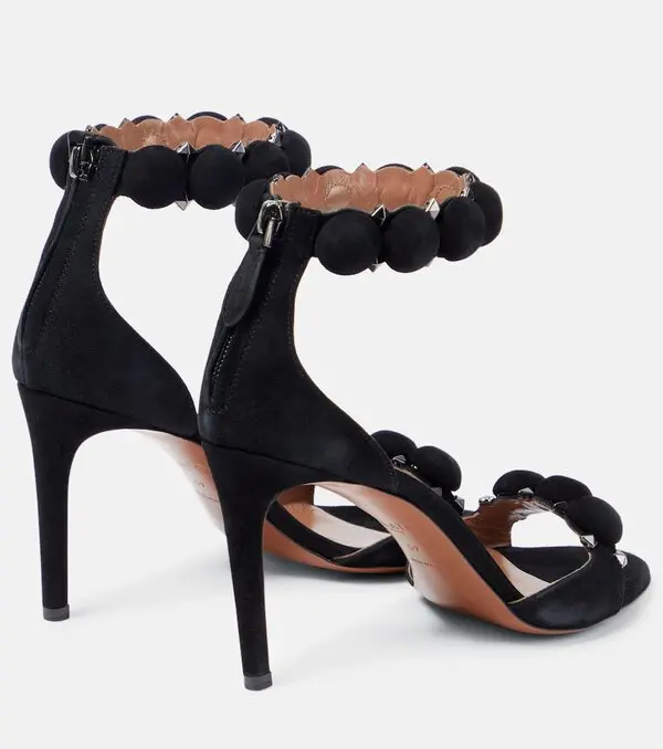 Alaïa Suede Embellished Sandals - Black