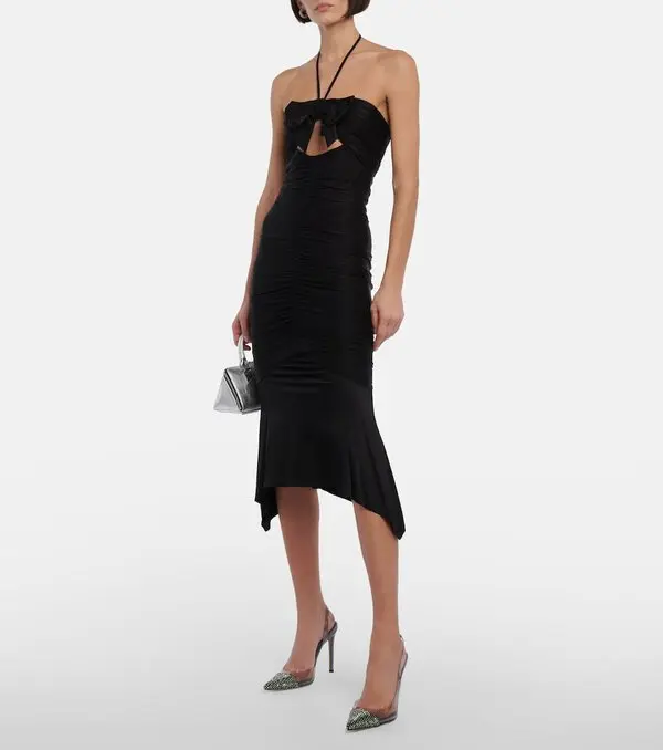 Alexandre Vauthier Halterneck Ruched Midi Dress