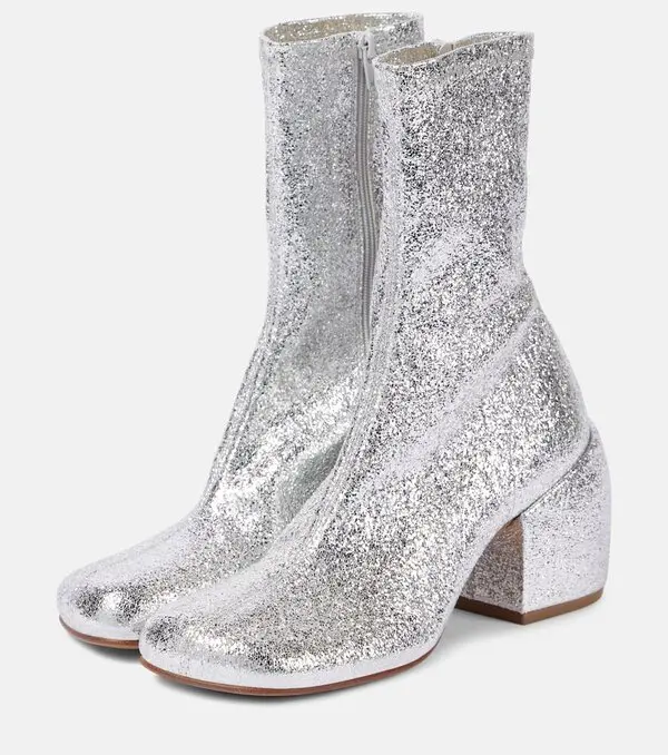 Dries Van Noten Embellished Glitter Ankle Boots