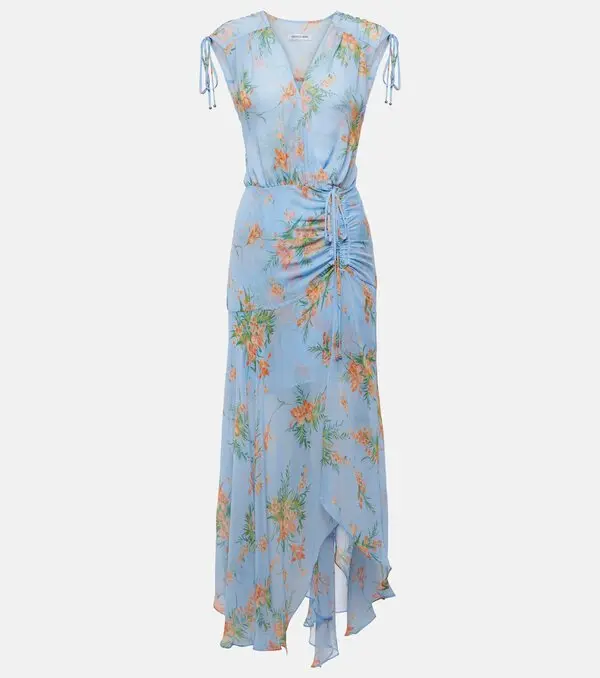 Veronica Beard Dovima Floral Silk Maxi Dress - Blue