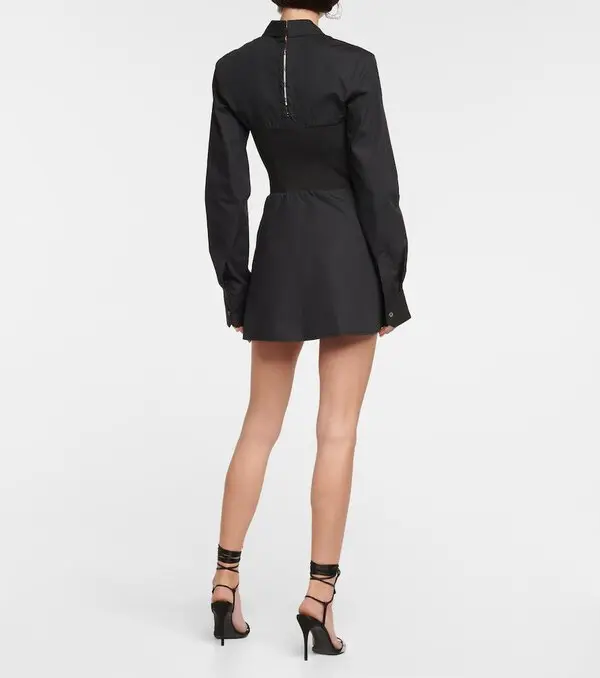 DION LEE Knit-paneled Poplin Minidress