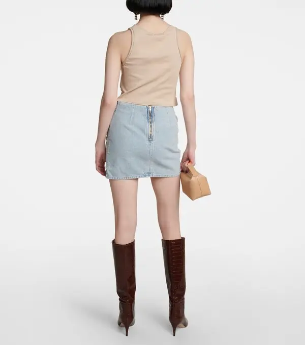 THE MANNEI Wishaw Ruched Denim Miniskirt