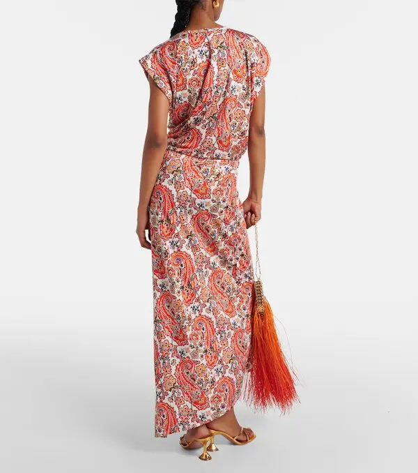 Rabanne Gathered Paisley Jersey Midi Dress