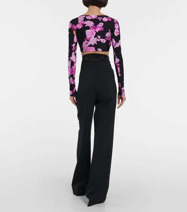 Coperni Floral Cropped Twisted Jersey Top