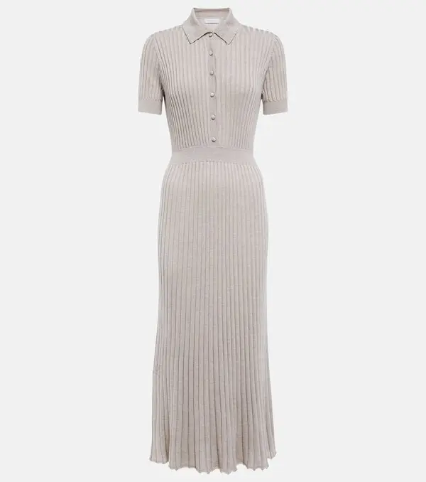 Gabriela Hearst Amor Silk And Cashmere Midi Dress - Beige