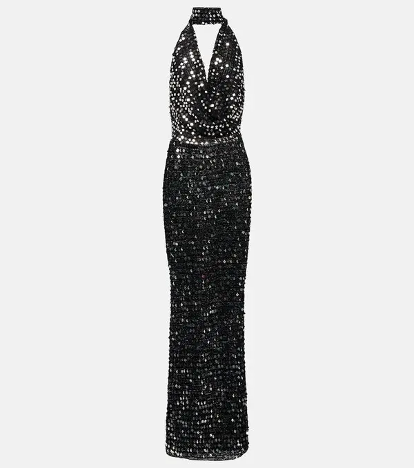 AYA MUSE Bellico Sequined Halterneck Maxi Dress
