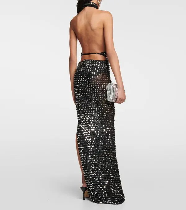 AYA MUSE Bellico Sequined Halterneck Maxi Dress