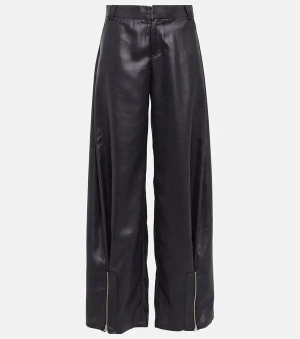 DIDU Zip-detail Wide-leg Silk Trousers