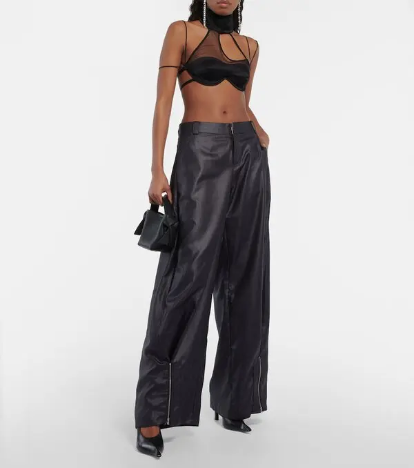 DIDU Zip-detail Wide-leg Silk Trousers