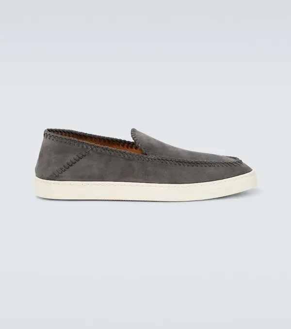 Giorgio Armani Galleria Suede Slip-on Shoes - Grey