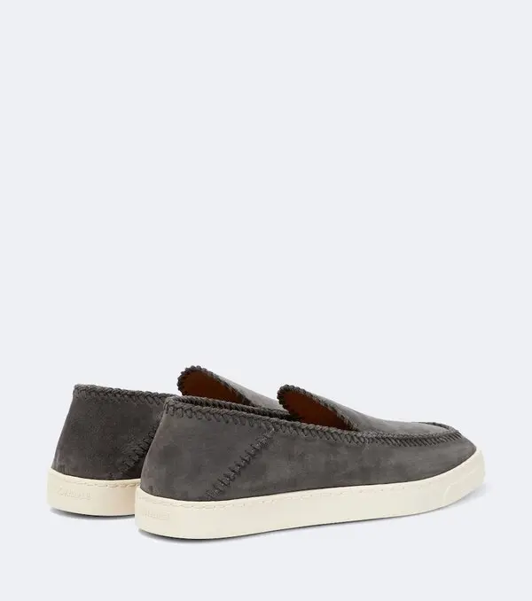 Giorgio Armani Galleria Suede Slip-on Shoes - Grey