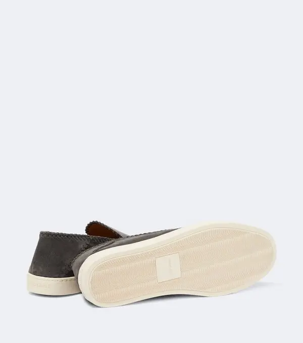 Giorgio Armani Galleria Suede Slip-on Shoes - Grey