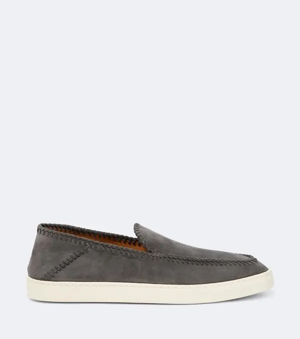 Giorgio Armani Galleria Suede Slip-on Shoes - Grey