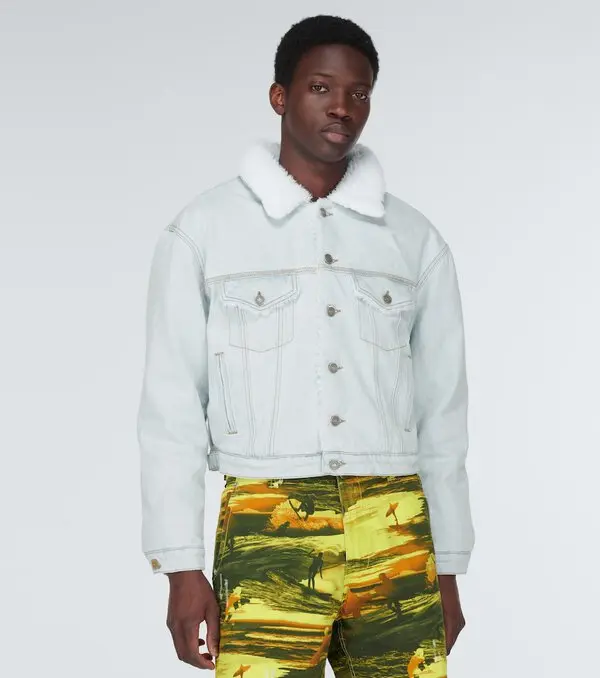 ERL Denim Jacket With Sherpa Collar