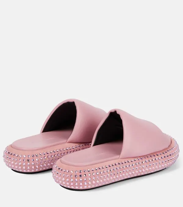 JW Anderson Embellished Leather Platform Sandals - Pink