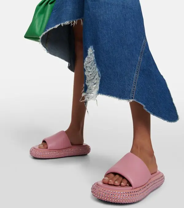 JW Anderson Embellished Leather Platform Sandals - Pink