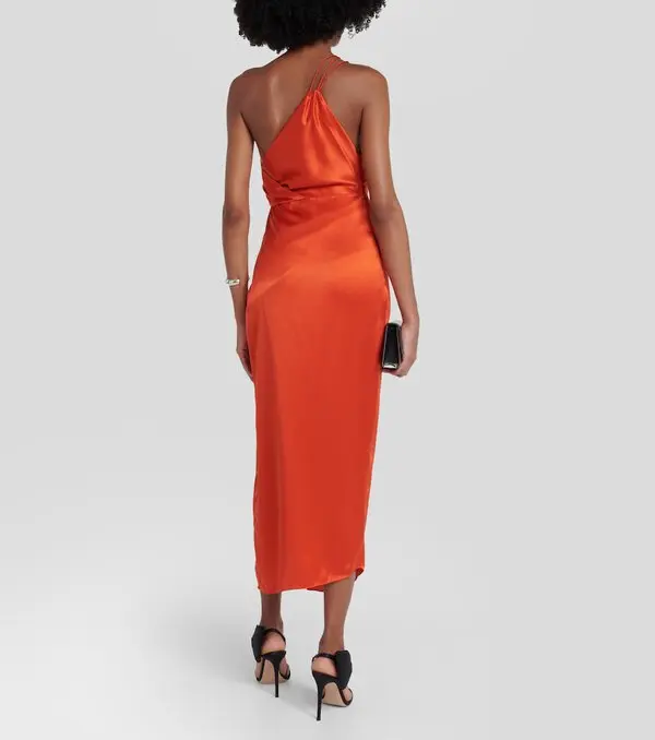THE SEI One-shoulder Silk Midi Dress - Orange