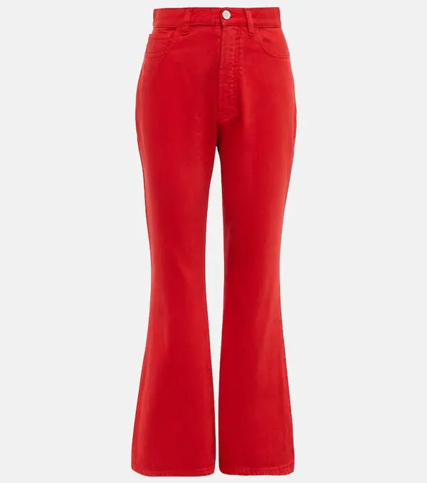 Alaïa High-rise Bootcut Jeans In Rouge