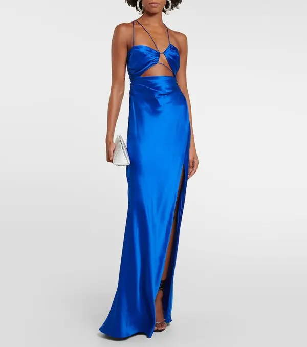 THE SEI Asymmetrical Cutout Silk Gown
