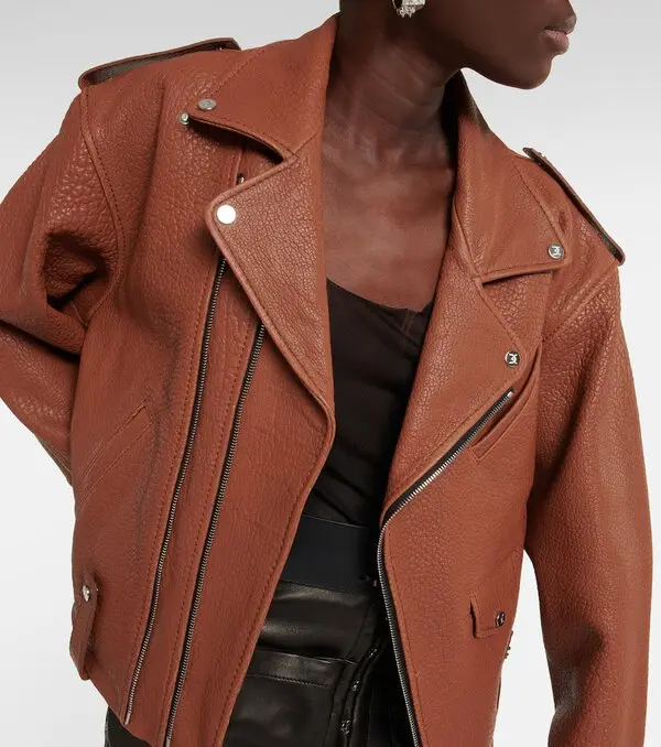 David Koma Oversized Leather Biker Jacket