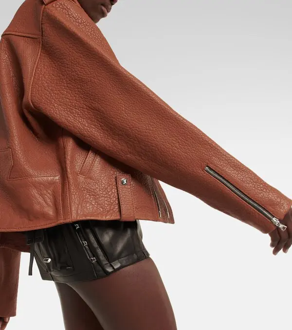 David Koma Oversized Leather Biker Jacket