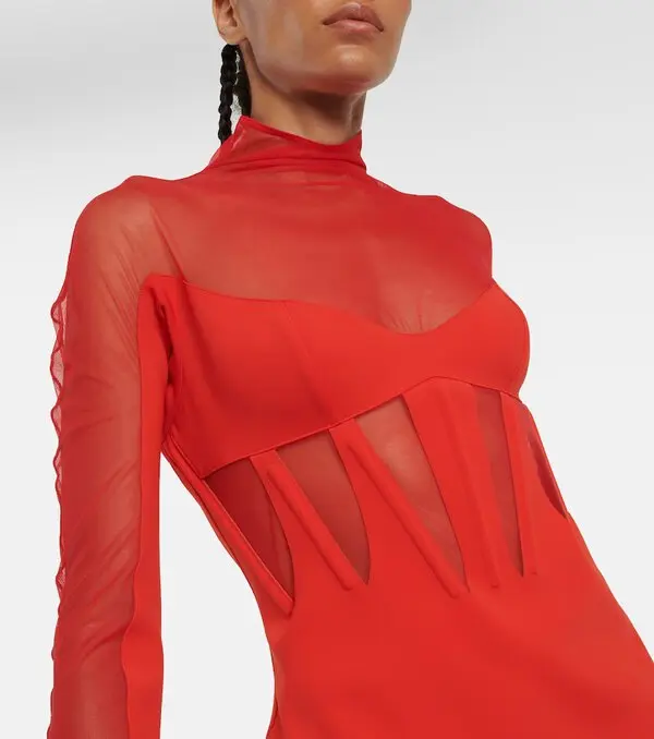 MUGLER Tulle-trimmed Minidress