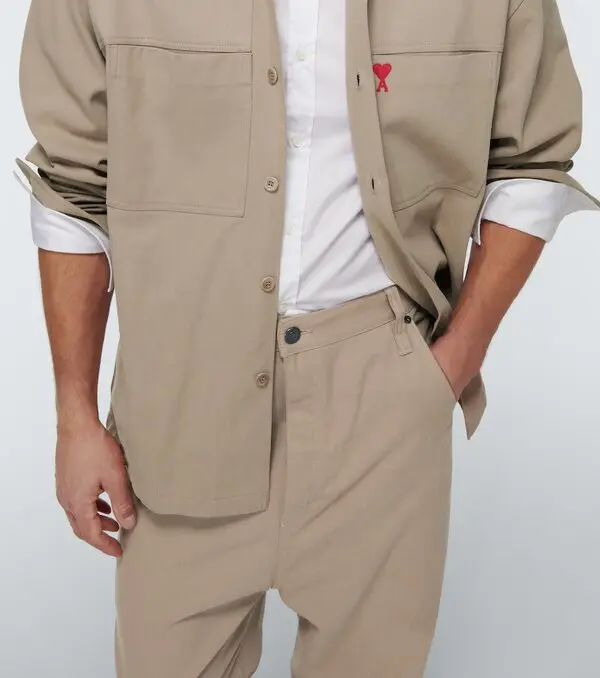 AMI Paris Alex Fit Straight Cotton Gabardine Pants