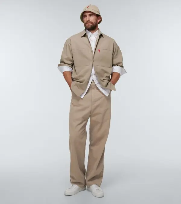 AMI Paris Alex Fit Straight Cotton Gabardine Pants