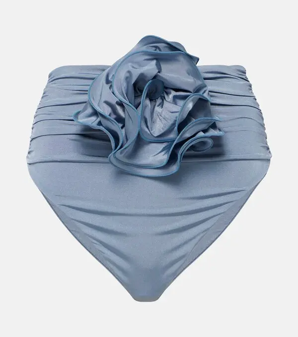 Magda Butrym Floral Appliqué High-rise Bikini Bottoms - Blue