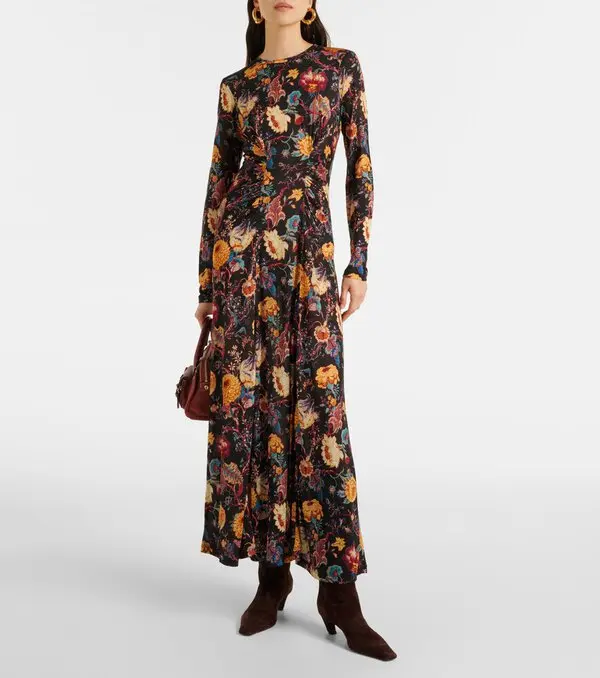 Ulla Johnson Floral Jersey Maxi Dress - Blue