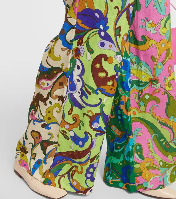 ALEMAIS Yvette High-rise Wide-leg Linen Pants - Multicoloured