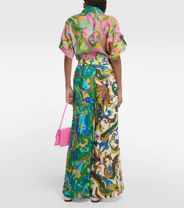 ALEMAIS Yvette High-rise Wide-leg Linen Pants - Multicoloured