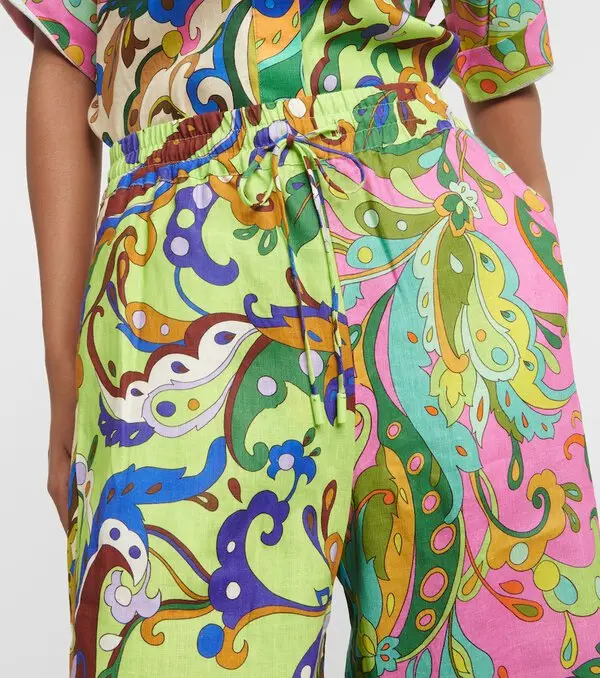ALEMAIS Yvette High-rise Wide-leg Linen Pants - Multicoloured