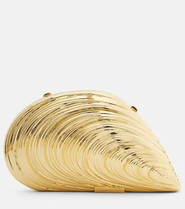 Simkhai Bridget Metal Shell Clutch - Gold
