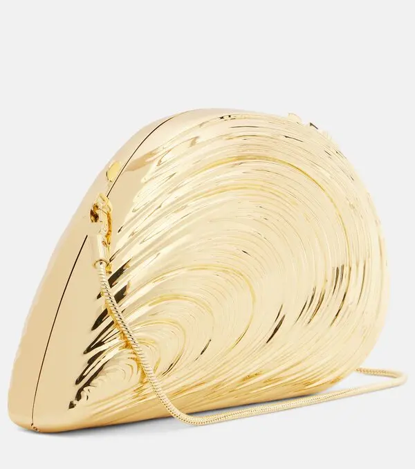 Simkhai Bridget Metal Shell Clutch - Gold