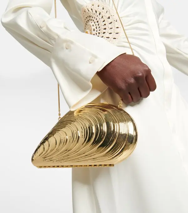 Simkhai Bridget Metal Shell Clutch - Gold