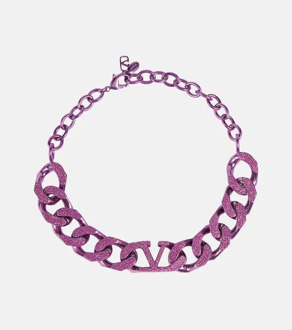 Valentino Garavani Vlogo Embellished Chainlink Choker - Pink