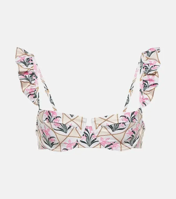 Agua Bendita Orchid Print Bikini Top - Multicoloured
