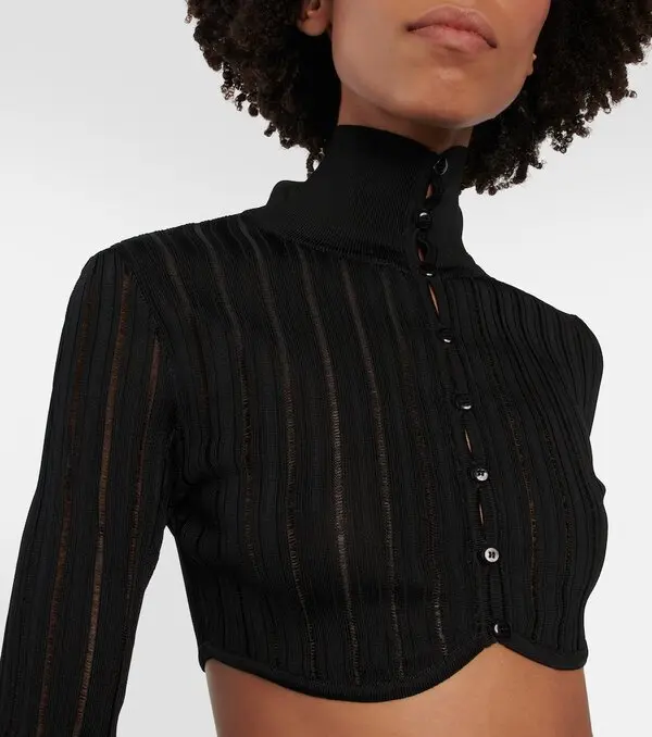 Alaïa Ribbed-knit Cropped Cardigan